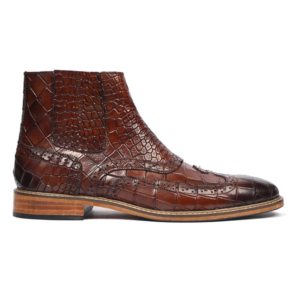 Bespoke Crocodile Leather Brown Chelsea Boots for Men – Stylish Ankle ...